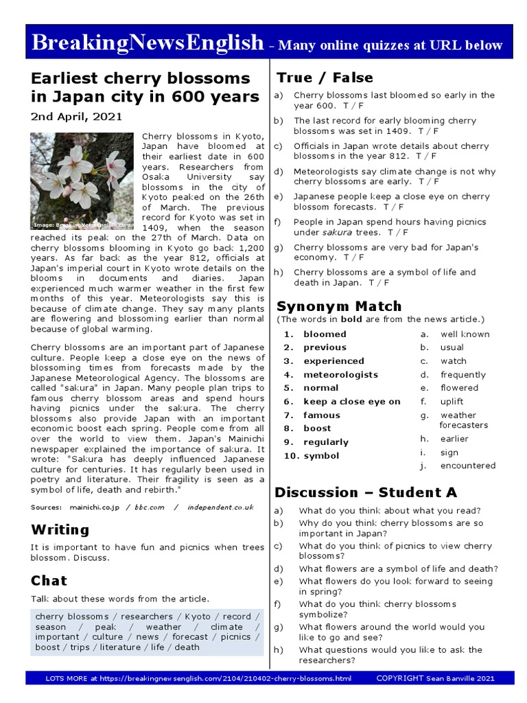 Early Cherry Blossoms | PDF