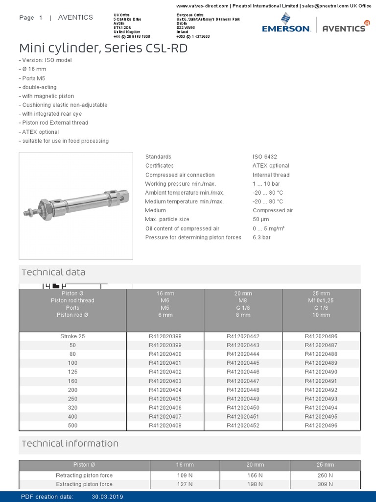Cilindros Aventics ISO 6432 | PDF | Piston | Machines