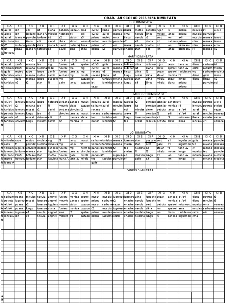 ORAR AN SCOLAR - 2022-2023 - 31oct 2022.ora23 | PDF