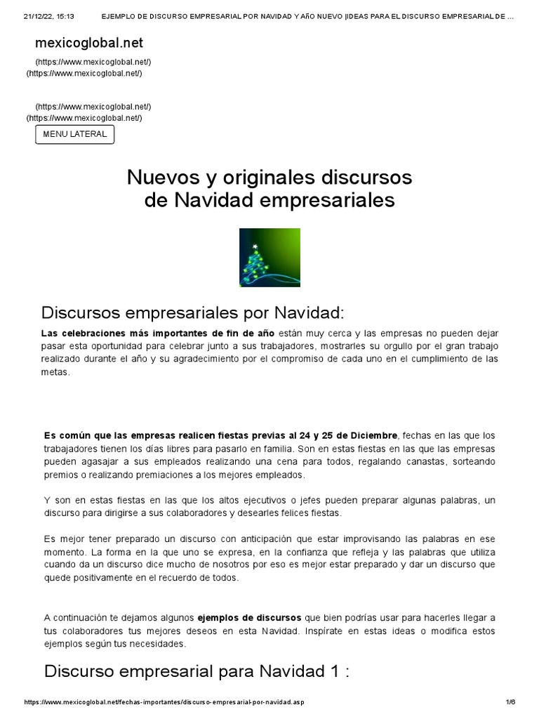DISCURSO EMPRESARIAL POR NAVIDAD Y FIN DE AÑO | PDF | Navidad | Amor