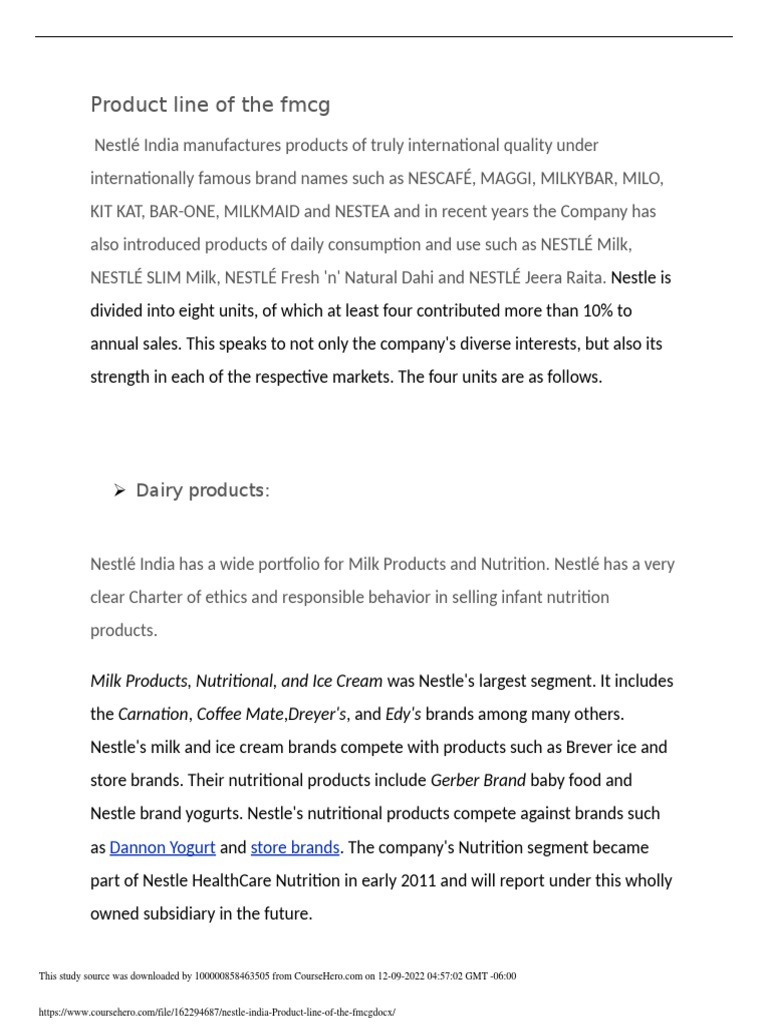 Nestlé India Product Line Overview | PDF | Nestlé | Mondelez International