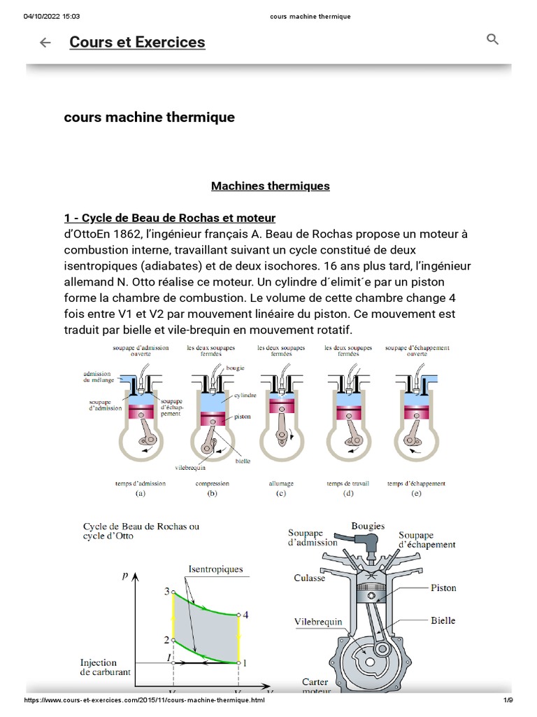 Cours sur les machines thermiques | PDF | Moteur diesel | Piston