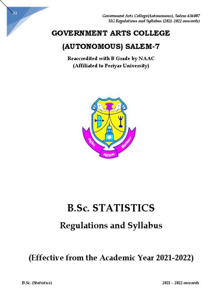 B.SC Statistics Syllabus 2021-2022-19.5.2022 | PDF | Statistics | Level ...