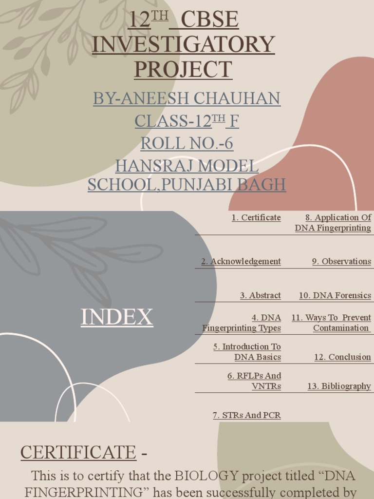 12th Biology Investigatory Project | PDF | Gel Electrophoresis | Dna