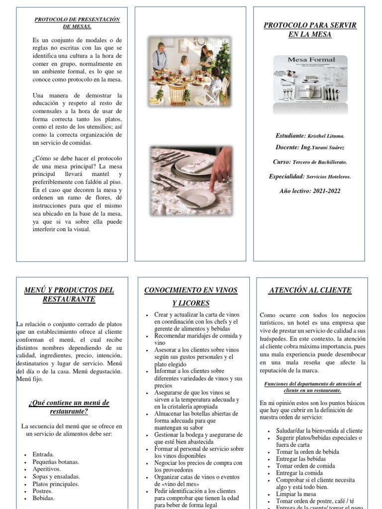 Protocolo de Presentación Triptico Kris | PDF | Vino | Alimentos