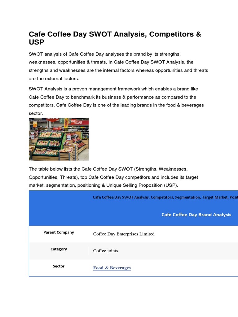 Cafe Coffee Day SWOT Analysis Competitors USP PDF | PDF | Swot Analysis ...