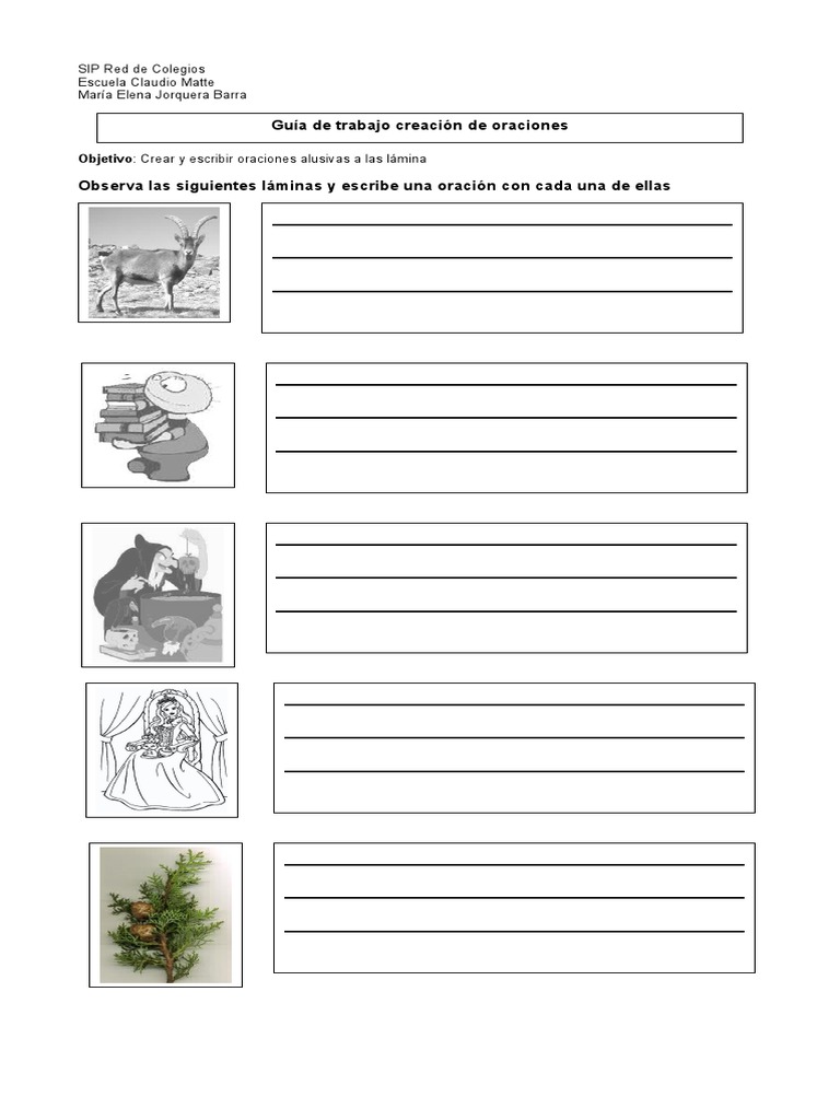 Creación de Oraciones con Imágenes | PDF