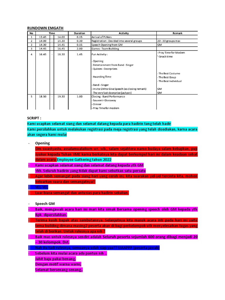 Employee Gathering 2022: Kebersamaan dan Keceriaan | PDF | Memasak ...