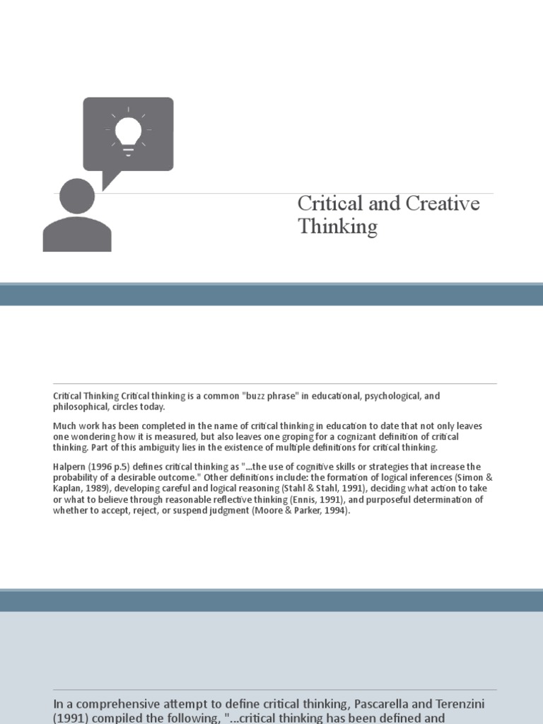 Understanding Critical and Creative Thinking | PDF | Critical Thinking ...