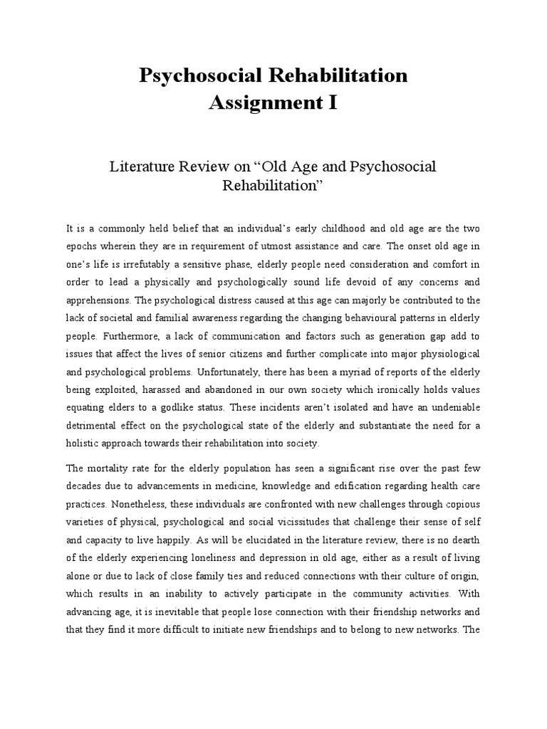 Psychosocial Rehabilitation in Elderly Care | PDF | Old Age | Friendship