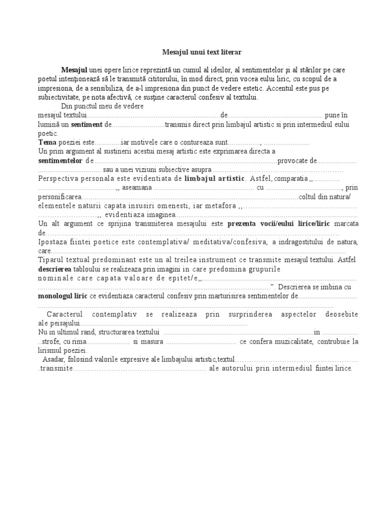 Mesajul - Text Liric, Model | PDF
