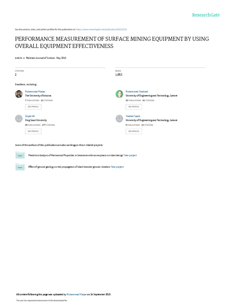 Mining Equipment Performance Metrics | PDF | Mining | Economic Sectors