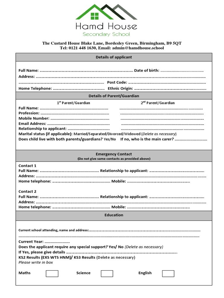 SCHOOL APPLICATION FORM Sep 2019 | PDF | Government | Social Institutions