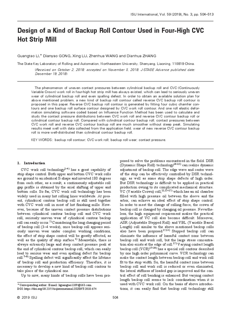 2 Design of A Kind of Backup Roll Contour Used in Four-High CVC | PDF ...