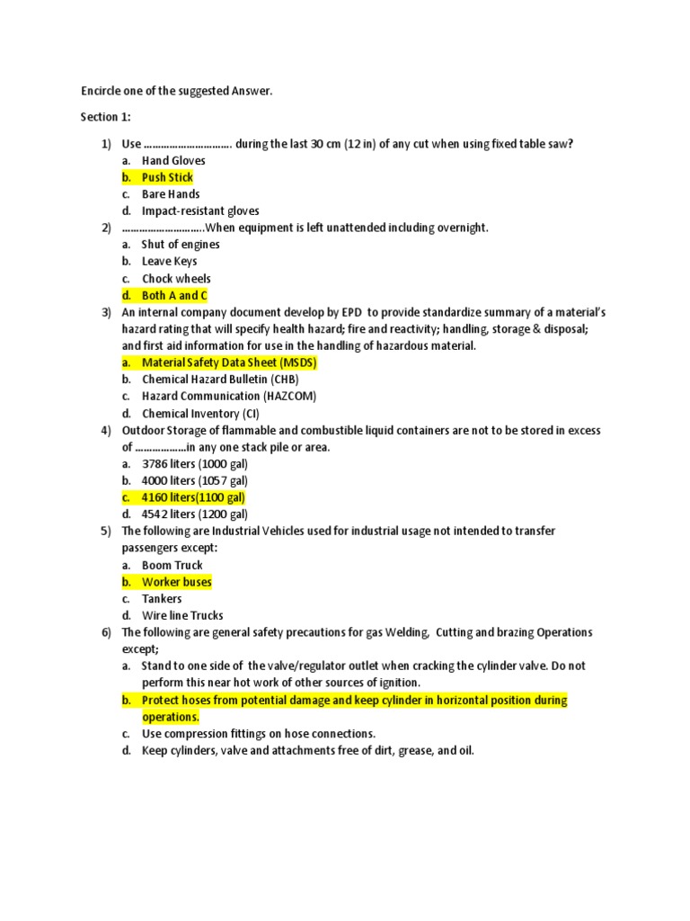 Safety Officer Exame | PDF | Hygiene | Safety