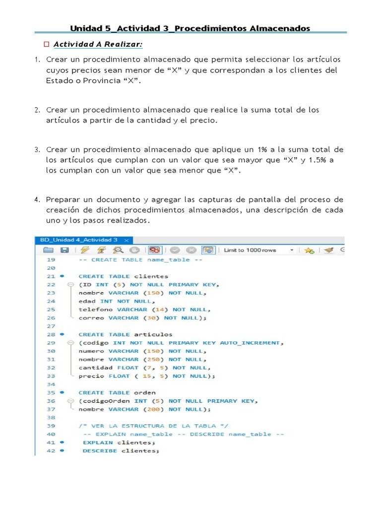 Creación de Procedimientos Almacenados | PDF | Informática