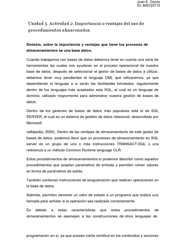 Ozoria Chapman Juan Enmanuel - Importancia o Ventajas Del Uso de ...