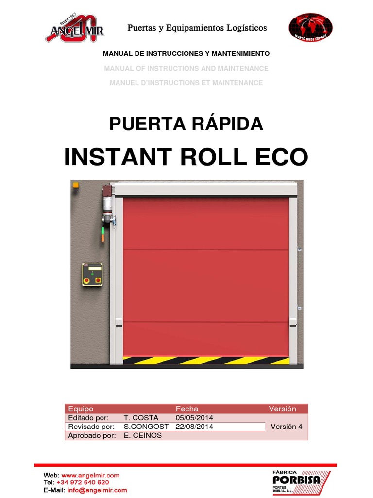 Manual de Uso y Mantenimiento Instant Roll Eco | PDF | Rodamiento ...