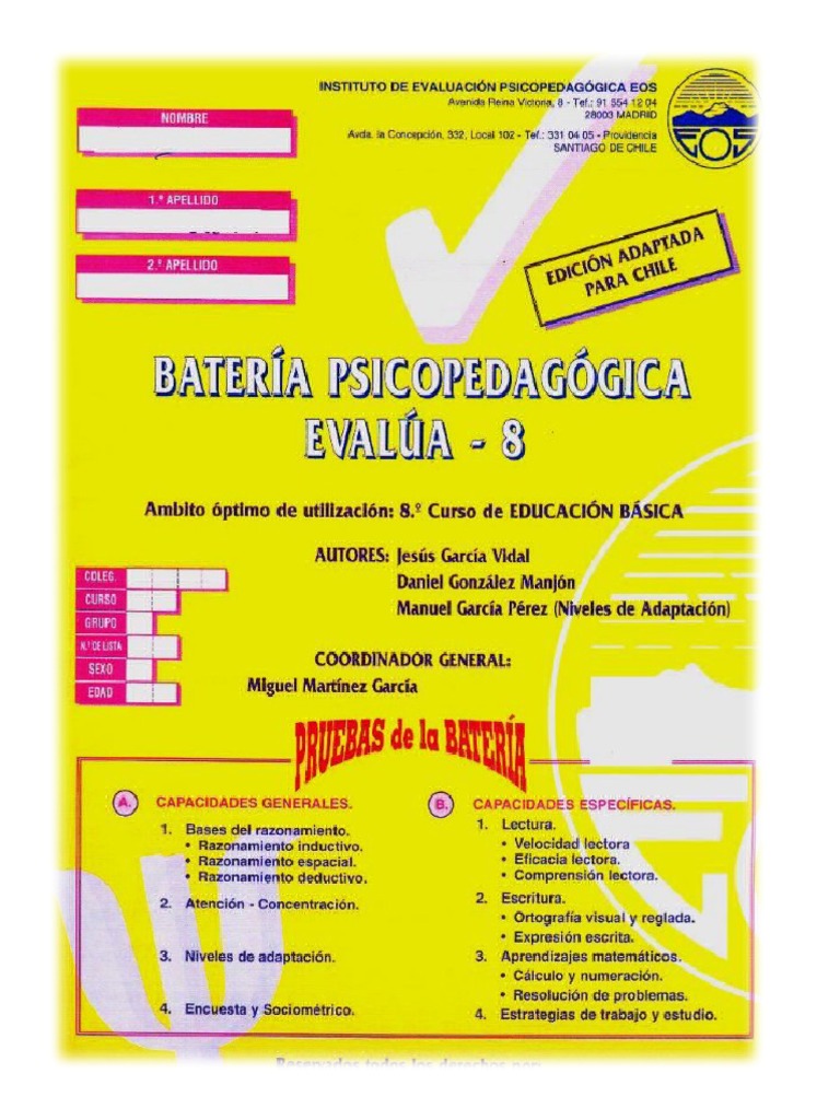 Evalúa 8 Cuadernillo | PDF