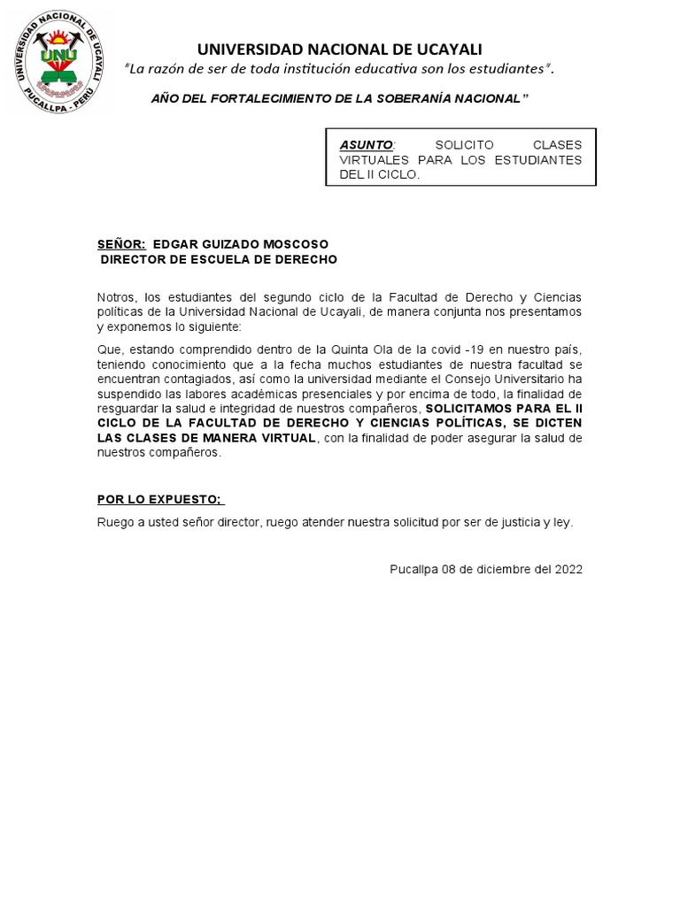 Solicitud de Clases Virtuales | PDF