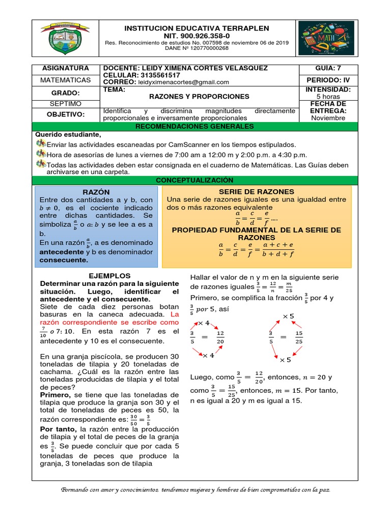 Guia #7 Matematicas 7 | PDF