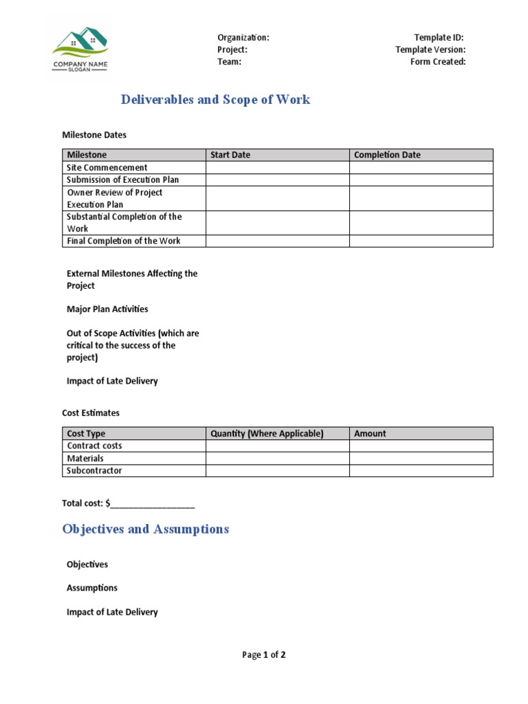 Construction SoW Template 1 | PDF