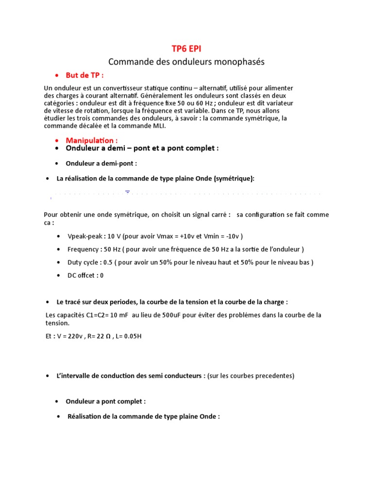 TP 6 | PDF | Onduleur | Grandeur physique