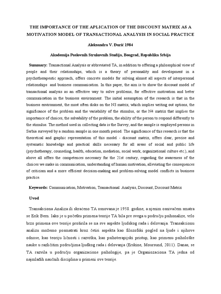 Discount Matrix | PDF | Communication | Psychotherapy