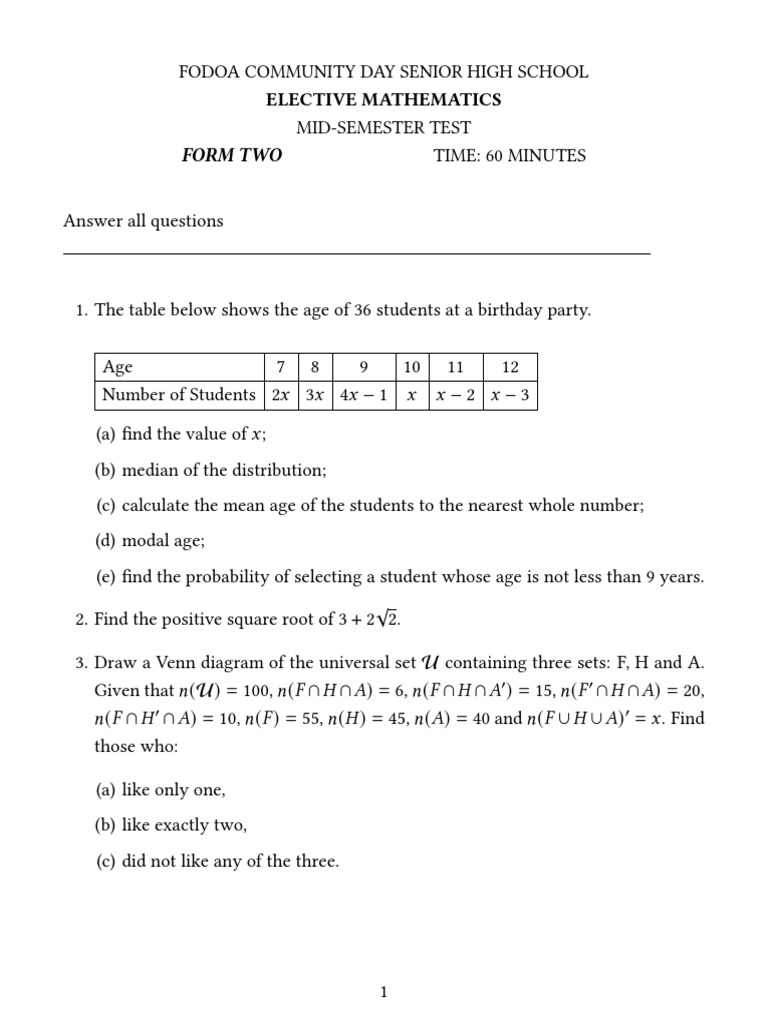 Elective Math | PDF