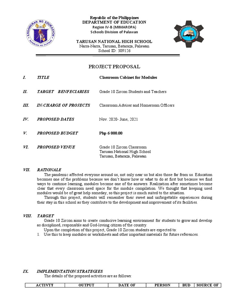 Project Proposal 2020 2021 | PDF | Carpentry