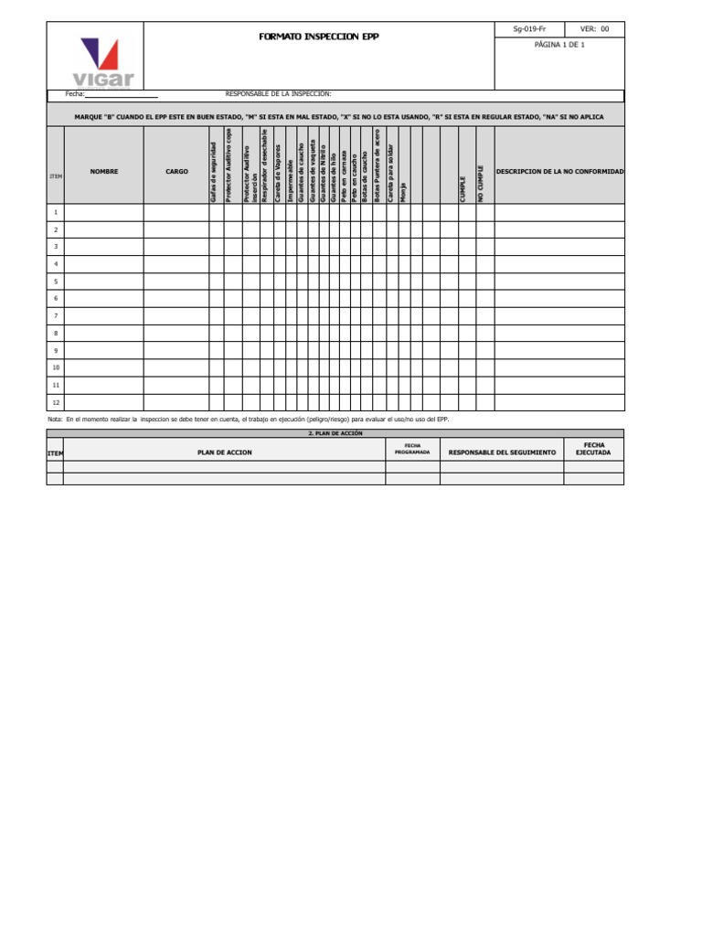 Sg-019-Fr. INSPECCION A EPP | PDF