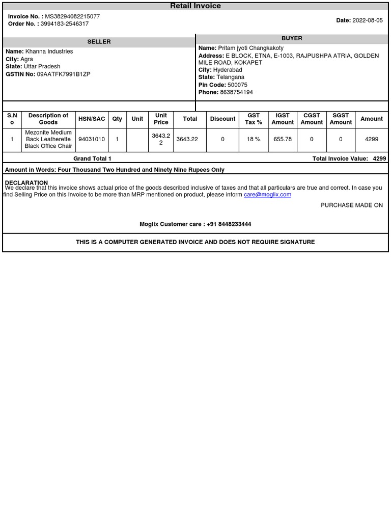 Office Chair | PDF | Invoice | Government Finances