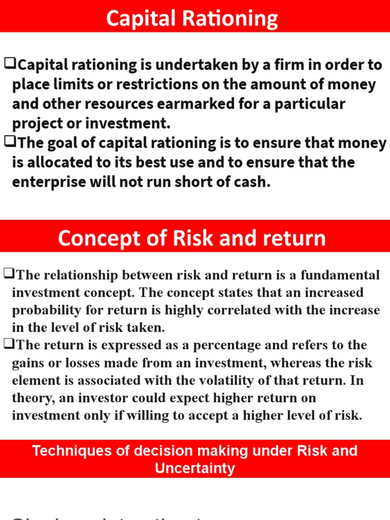 Capital Rationing & Risk and Return | PDF | Risk | Net Present Value
