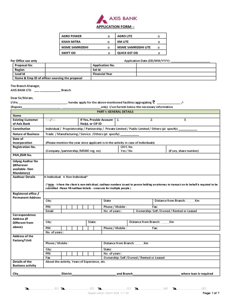 Application Form b2b Msme July19 | PDF | Banks | Signature