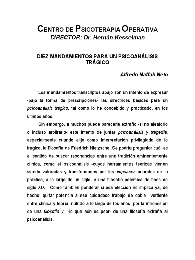 Naffah Neto - Decalogo | PDF | Psicoanálisis | Friedrich Nietzsche