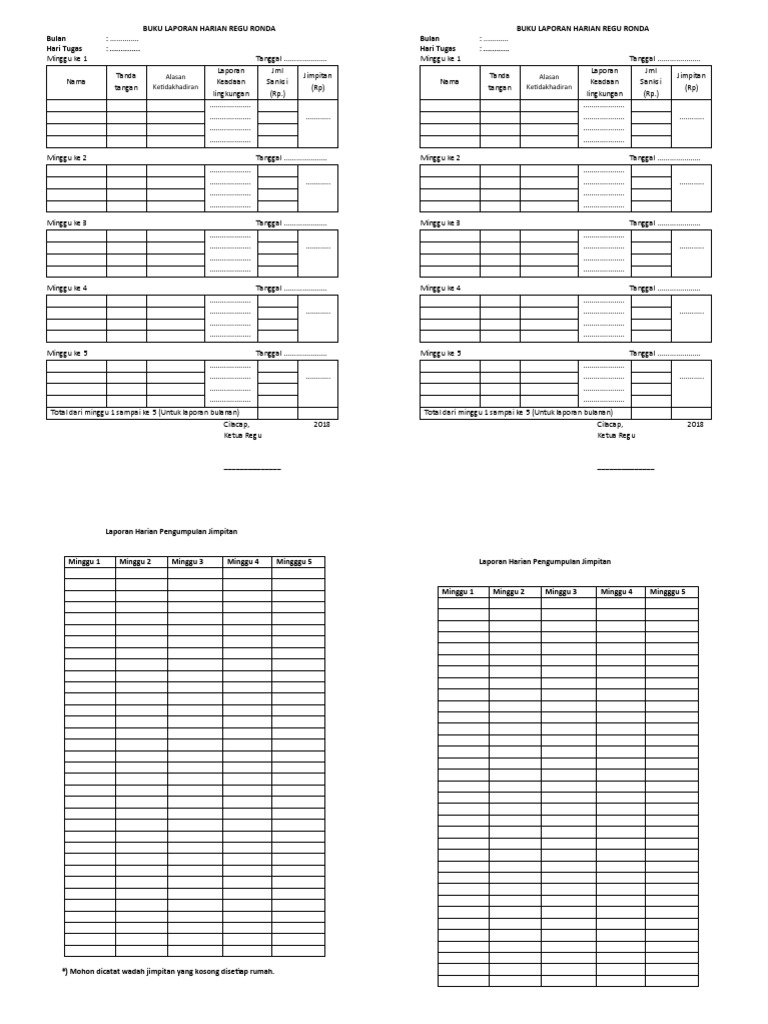 Buku Laporan Harian Regu Ronda 2018 | PDF