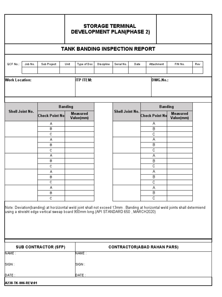 Tank Banding Inspection Report | PDF | Tanks