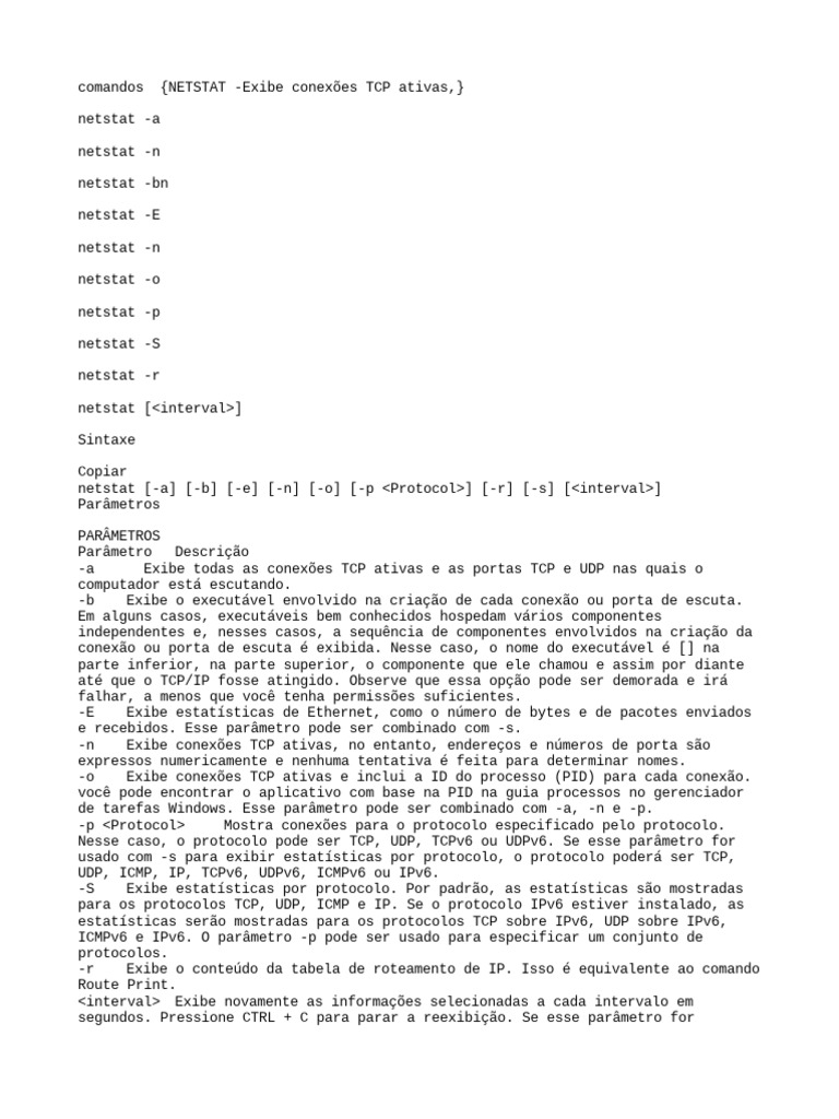 Comandos Netstat | PDF