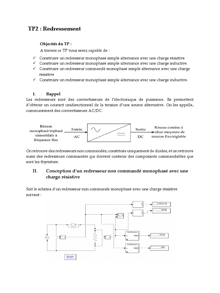 TP Electronique de Puissance TP2 (2021 2022) | PDF | Redresseur ...