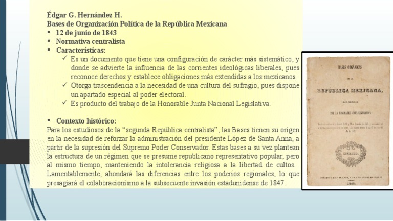 Bases de Organización Política de 1843 Edgar G. Hernández | PDF Bases de Organización Política de 1843 Edgar G. Hernández | PDF