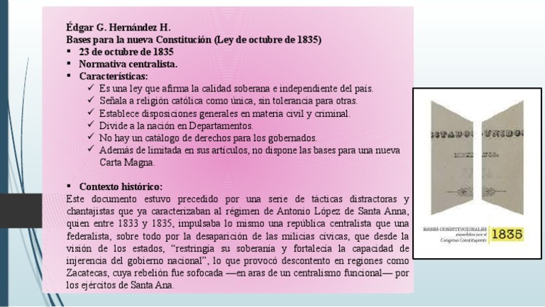 Bases para La Nueva Constitución de 1835 Edgar G. Hernández | PDF