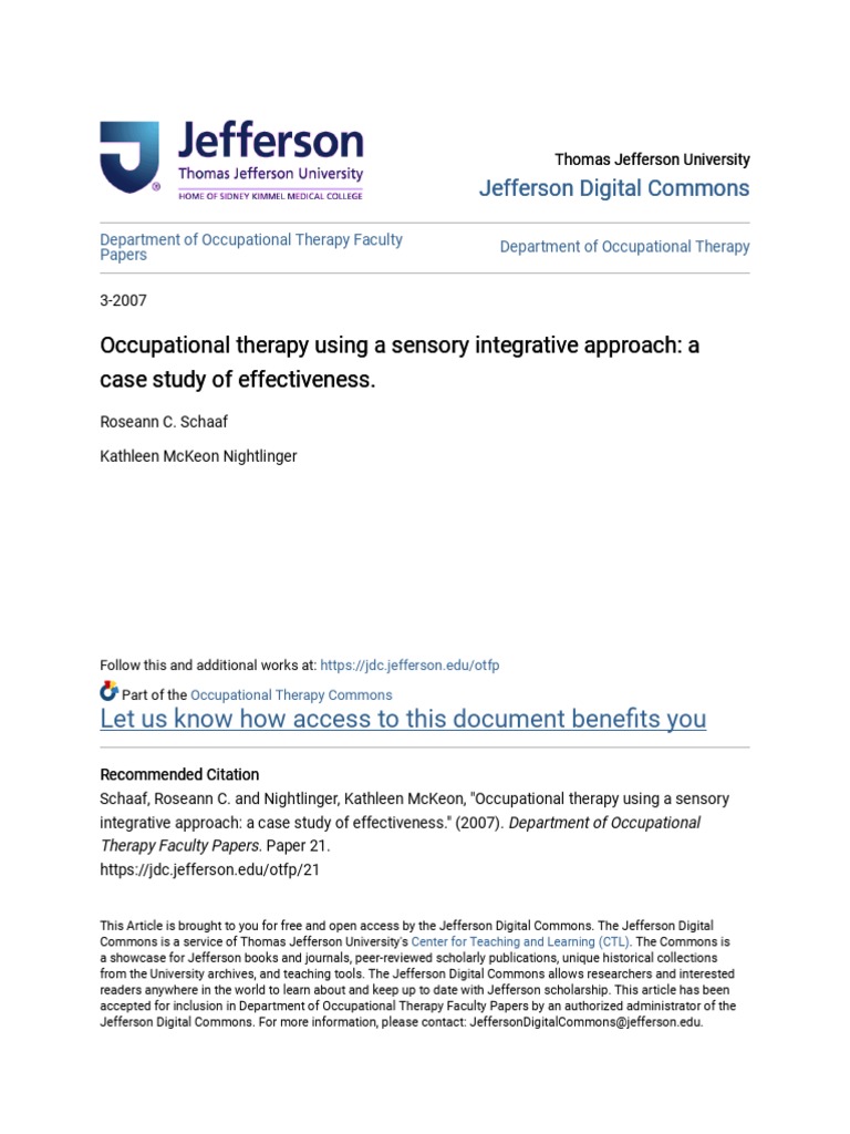 Schaaf, Nightlinger, 2007 | PDF | Occupational Therapy | Senses