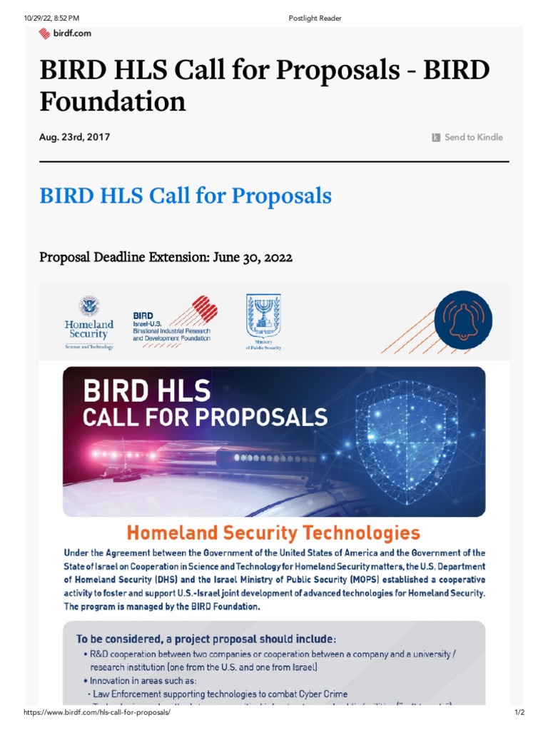 BIRD HLS Call For Proposals - BIRD Foundation | PDF BIRD HLS Call For Proposals - BIRD Foundation | PDF