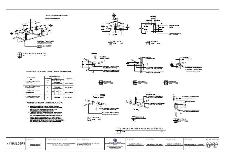 Xy Builders: Schedule of Welds & Truss Members | PDF | Truss ...