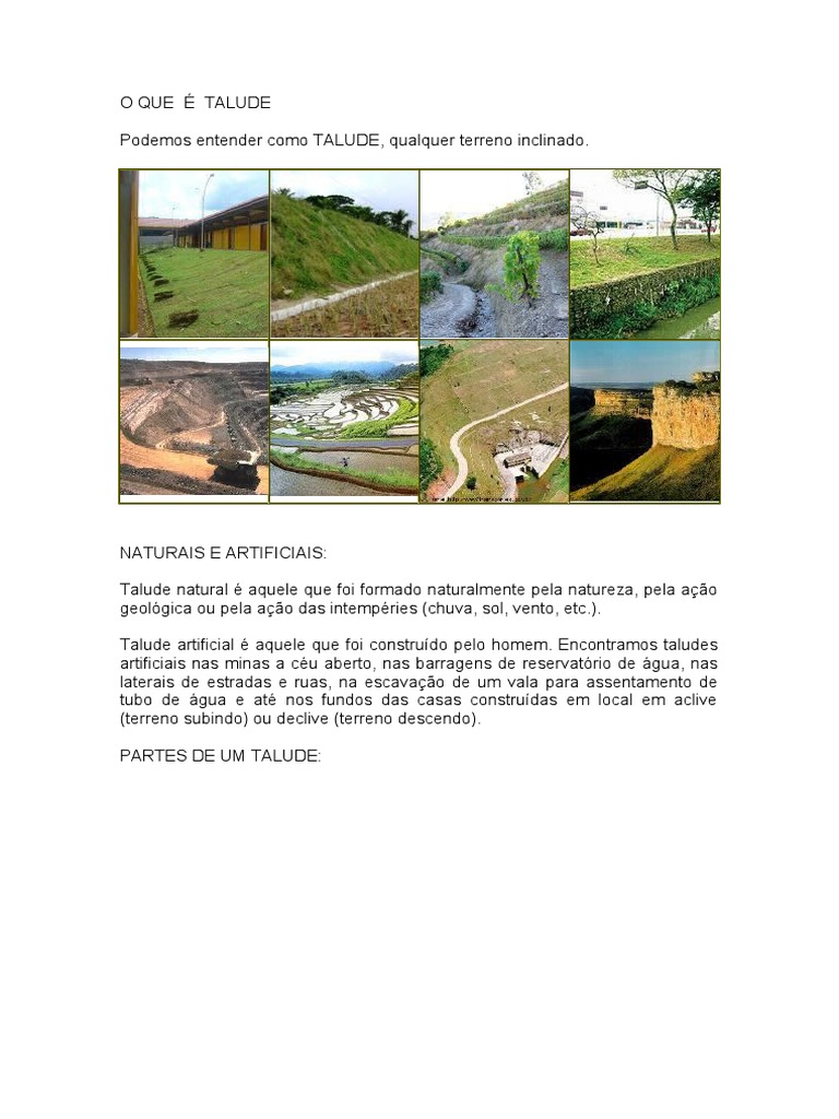 O QUE É TALUDE | PDF | Barragem | Geociências