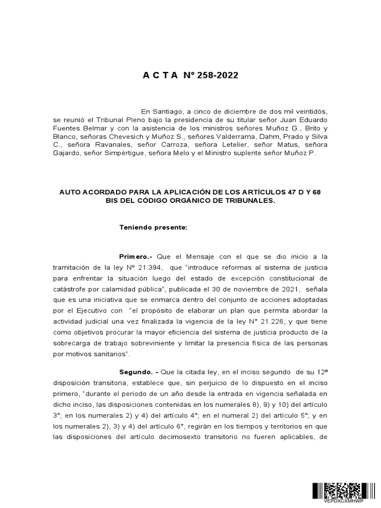 Acta N°258-2022 | PDF | Ley constitucional | Ley Pública