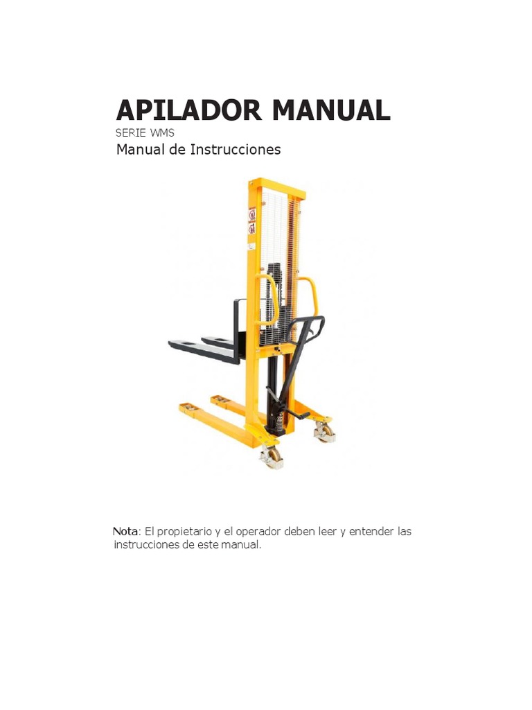 Manual de Apilador Hidráulico WMS | PDF | Bomba | Tornillo