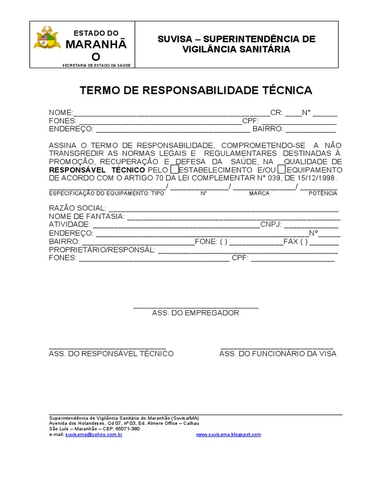 Termo de Responsabilidade Técnica | PDF