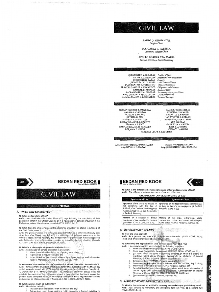 2021 SBU Red Book Volume 1 - Civil Law | PDF | Domicile (Law) | Marriage