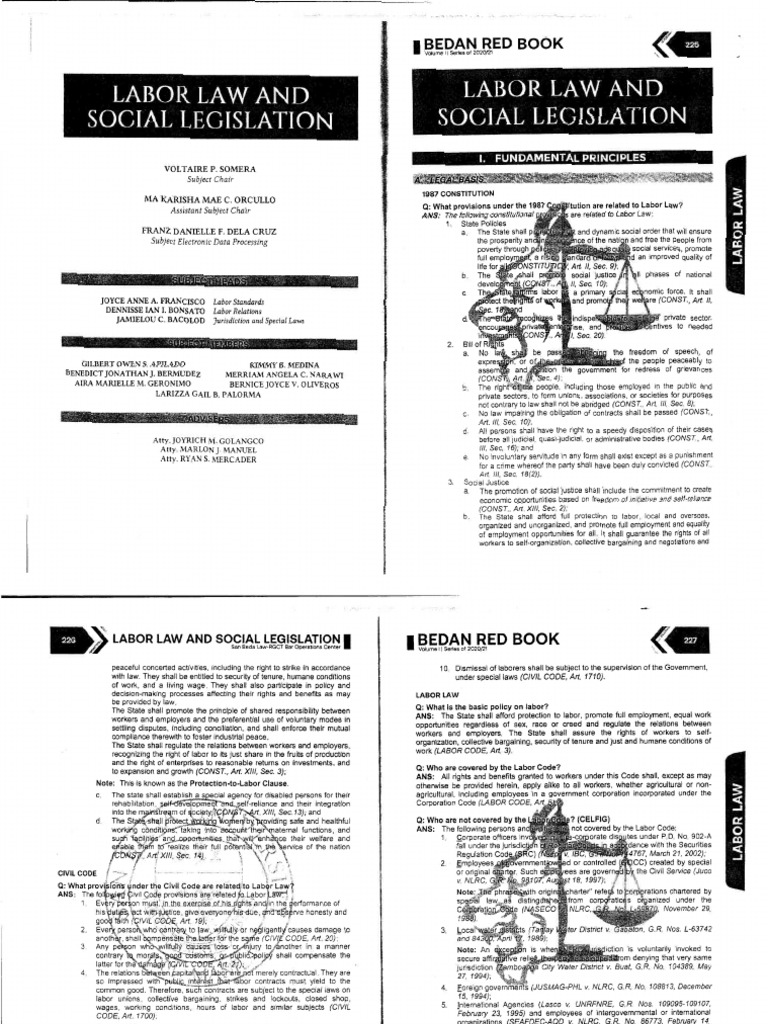 2021 SBU Red Book Volume 1 - Labor Law | PDF | Employment | Labour Law